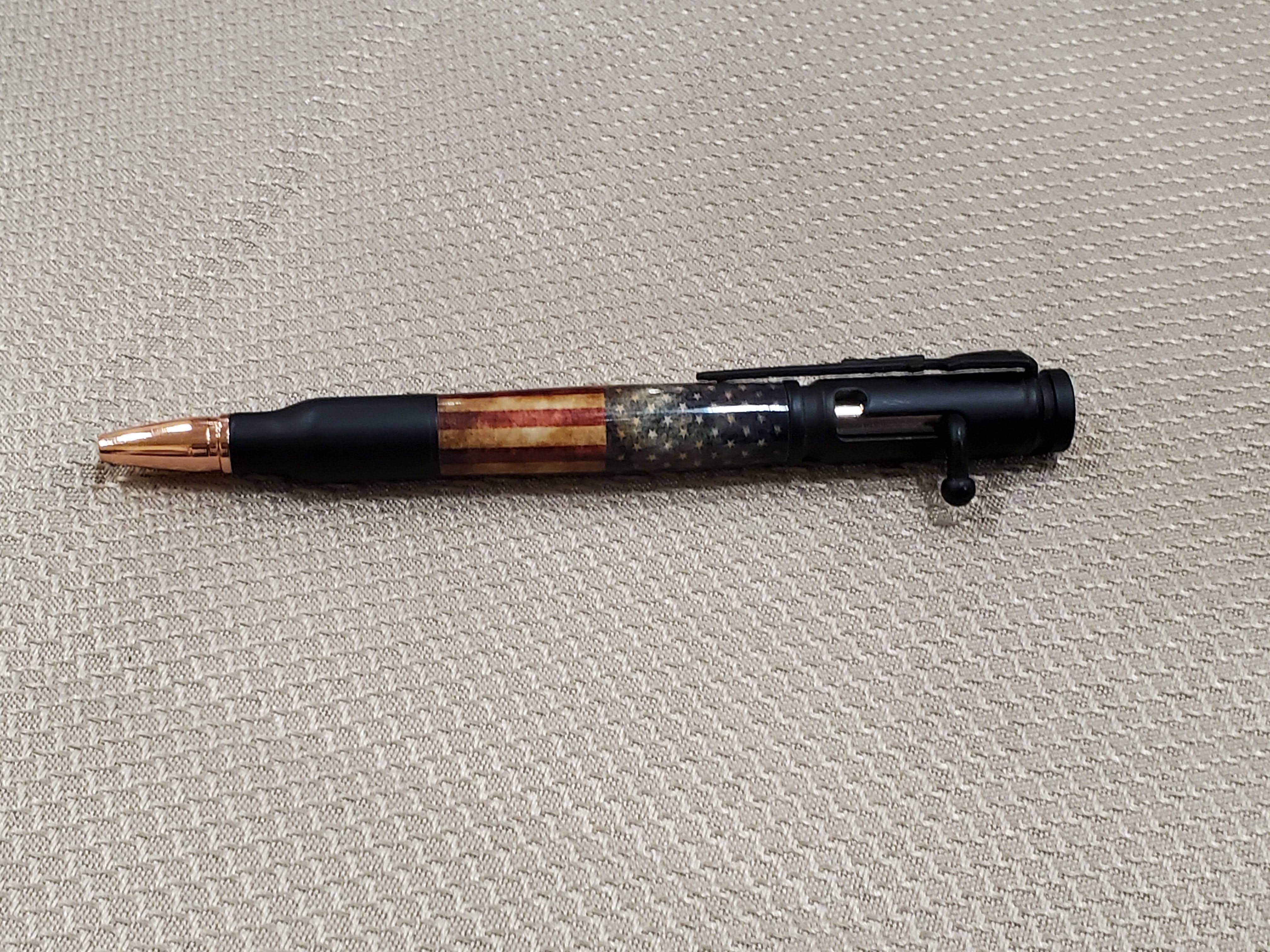 Distressed American Flag Bolt Action Ballpoint Pen – Two Maples Woodshop
